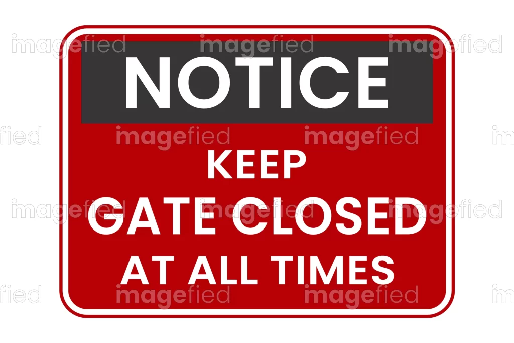 Keep gate closed at all times multicolor sign sticker printable - Imagefied