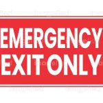 Emergency exit only sign sticker in red color printable vector - Imagefied