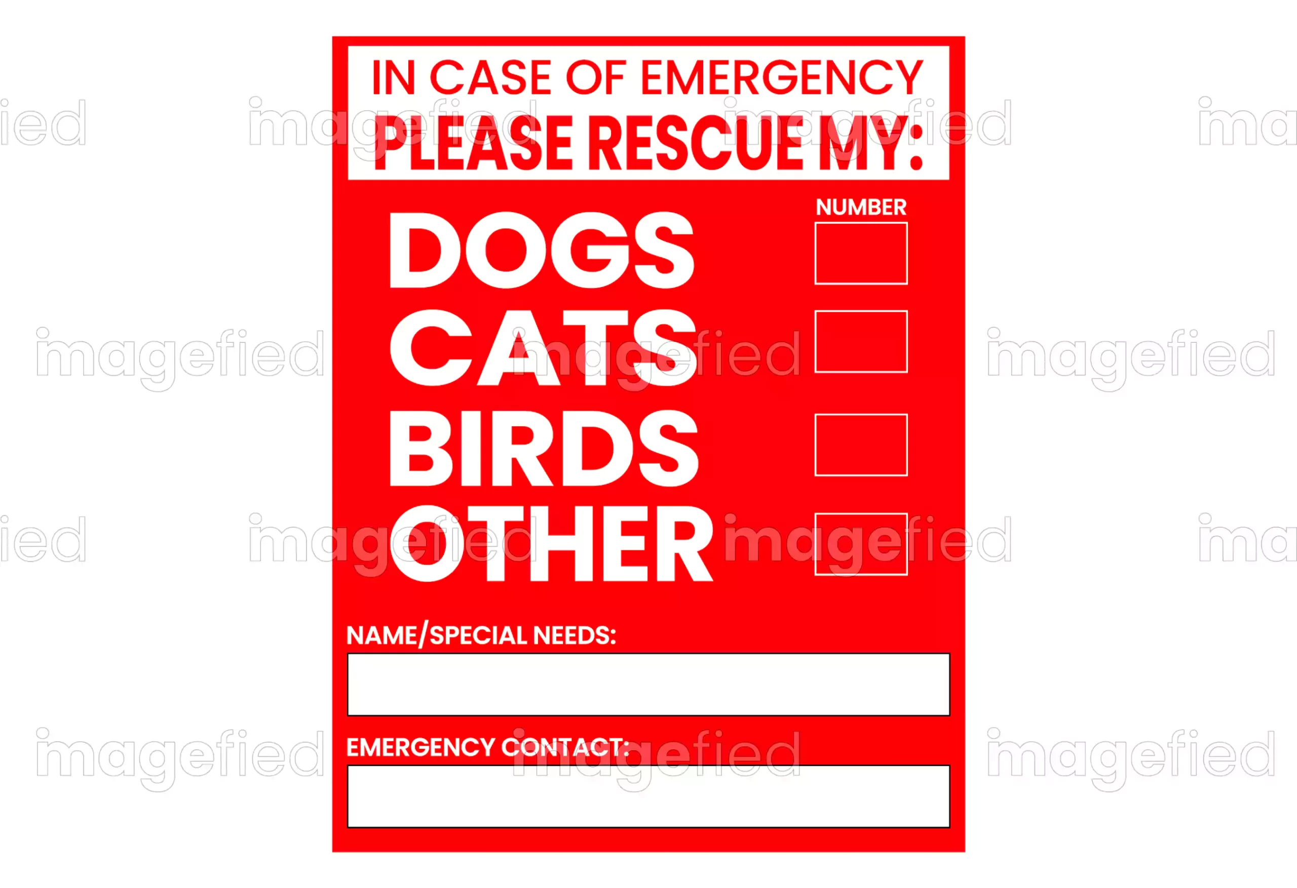 In case of emergency please save our pets printable - Imagefied