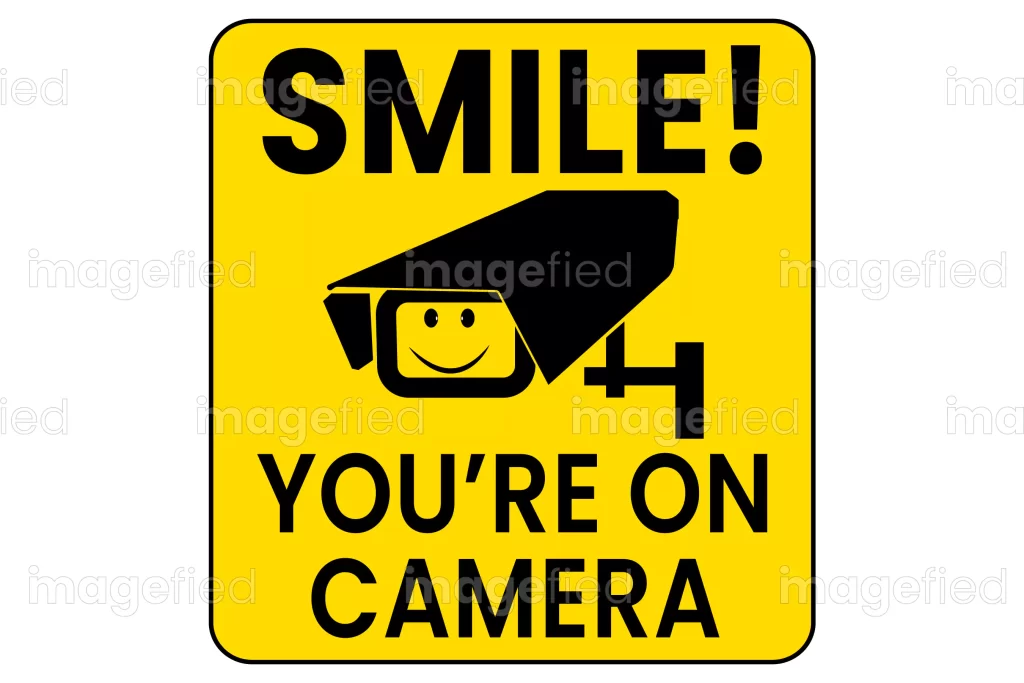 Smile you are on camera sign stickers - Imagefied