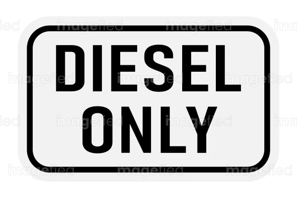 Diesel only signs, labels stickers for diesel fuel station, bold ...