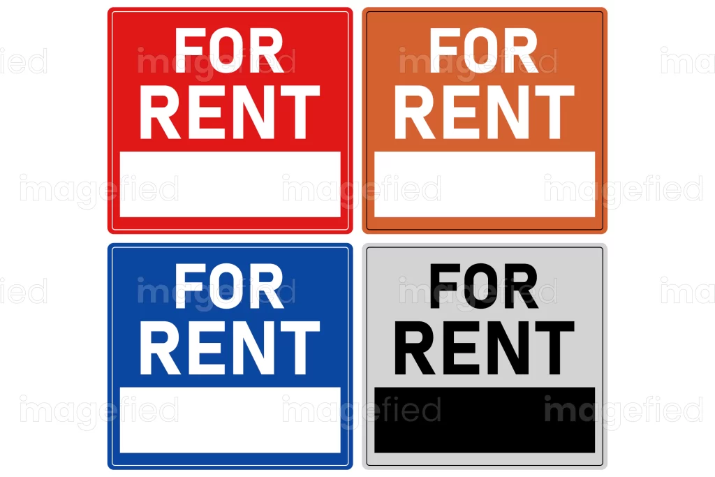 For rent sign, rent sign printable, 4 Vibrant Backgrounds, eye catching ...