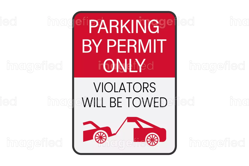 Parking by permit only sign stickers, violators will be towed with ...