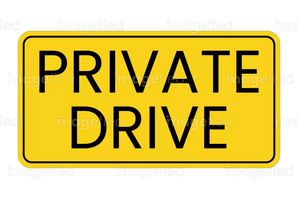 Private drive sign, professional design labels with black text on ...