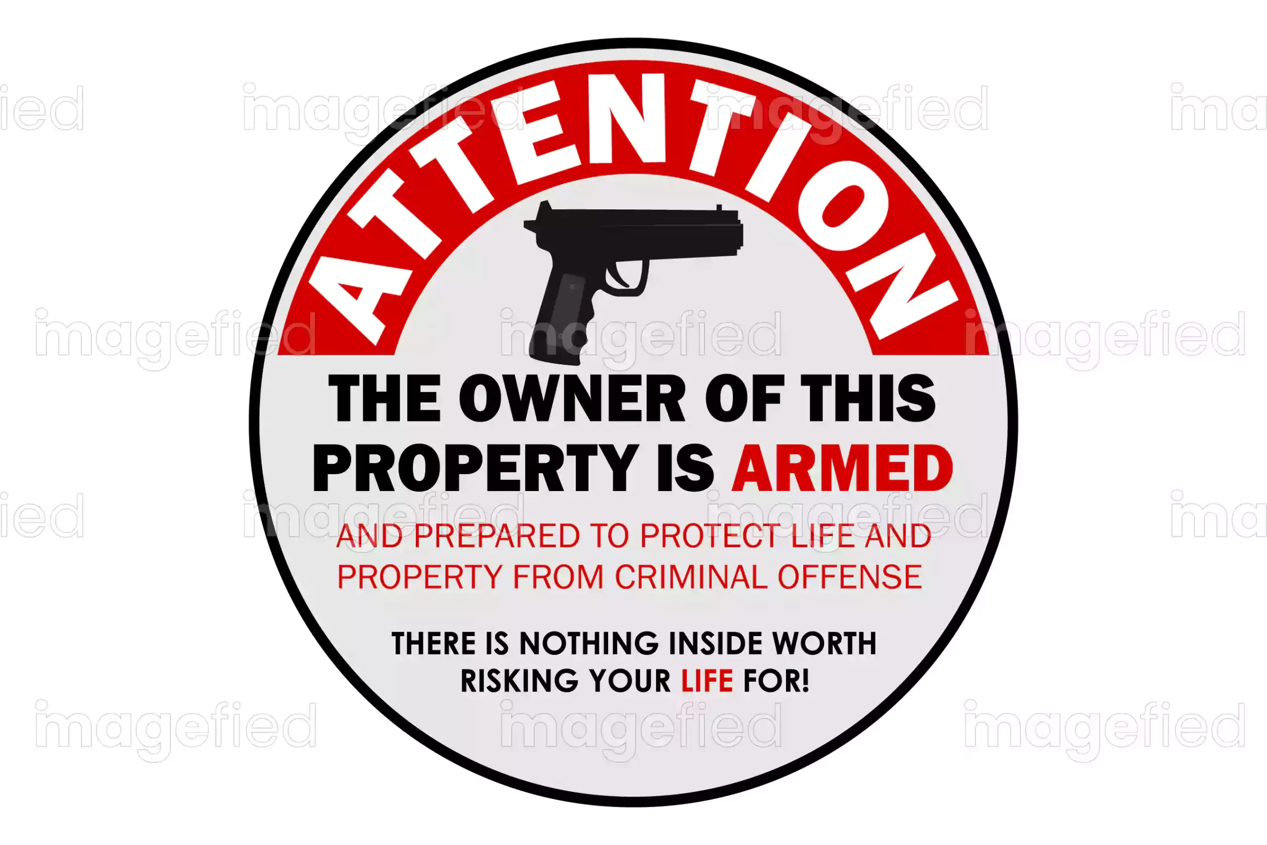 The owner of this property is armed, gun sign, professional printable ...