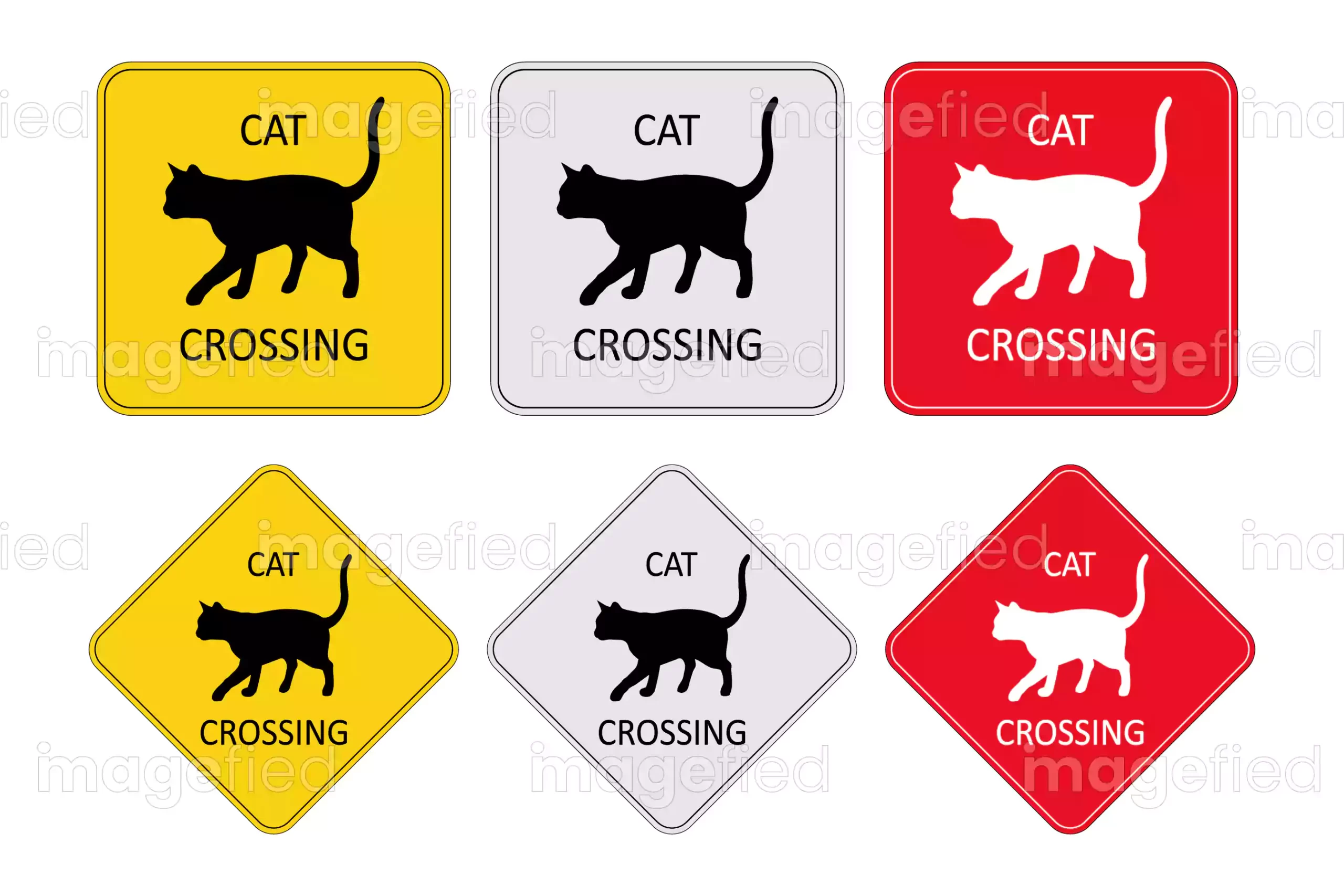 Cat crossing sign digital downloadable file, cat crossing road sign ...