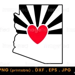 Arizona Svg, Arizona Flag Svg Outlines, Arizona State Vector File Heart ...