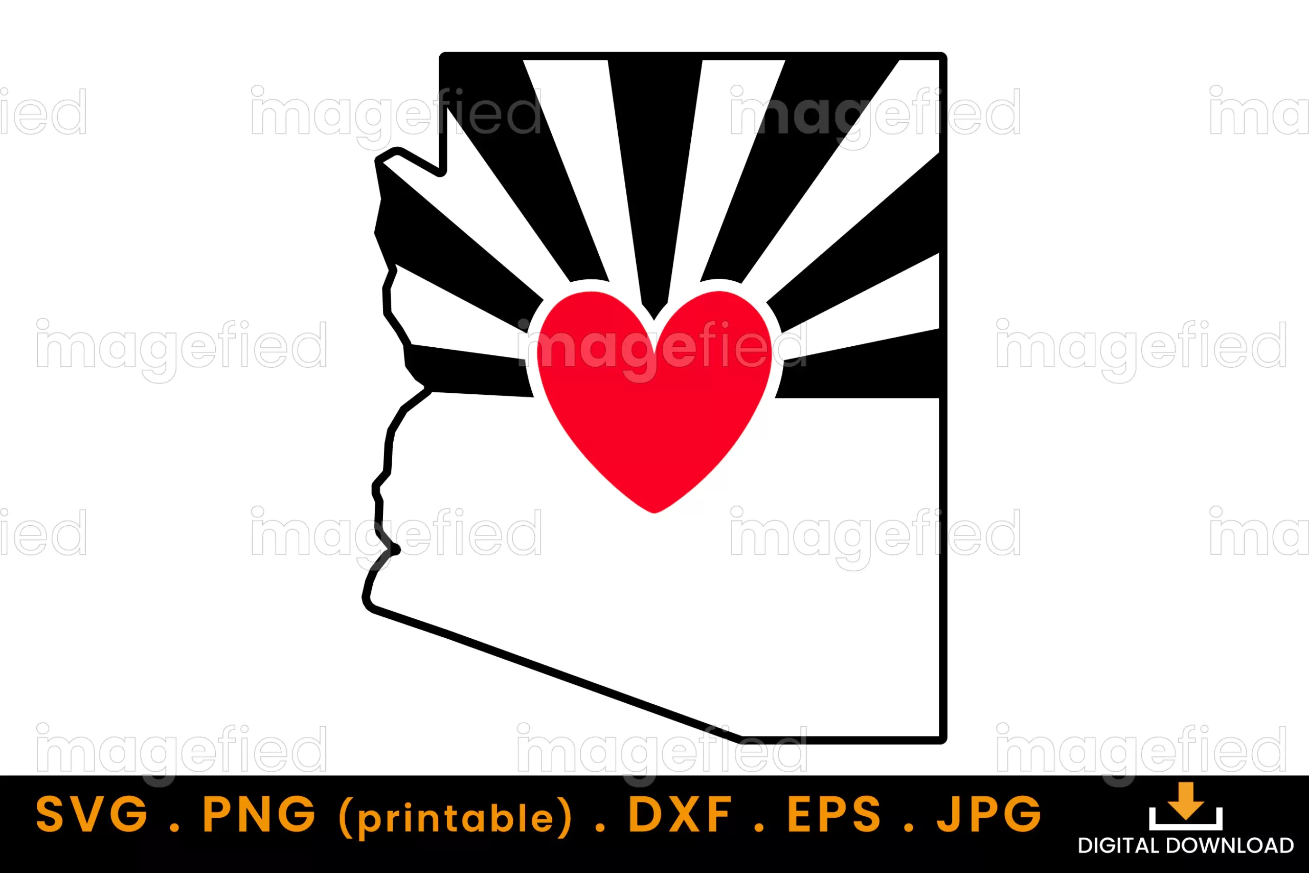 Arizona Svg, Arizona Flag Svg Outlines, Arizona State Vector File Heart ...
