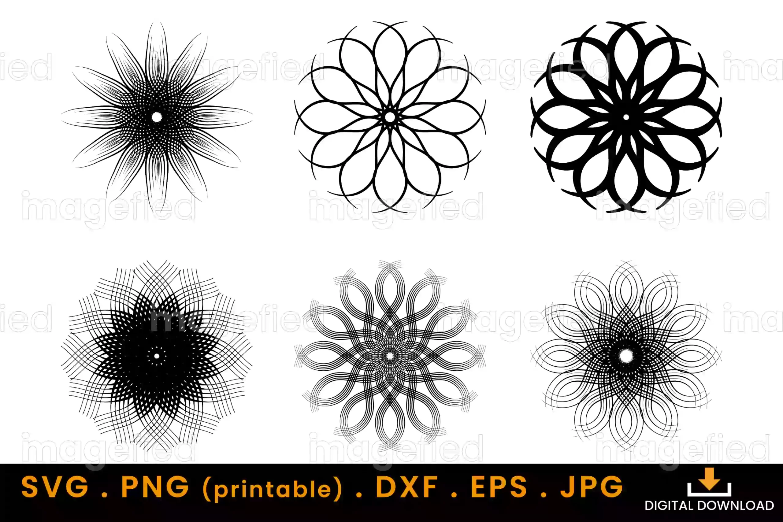 Mandala Svg, Bundle of 6 mandala designs svg vector illustrations ...