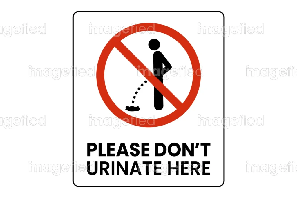 Don't Urinate Here Sign, Sticker, Label, Vector Illustration - Imagefied