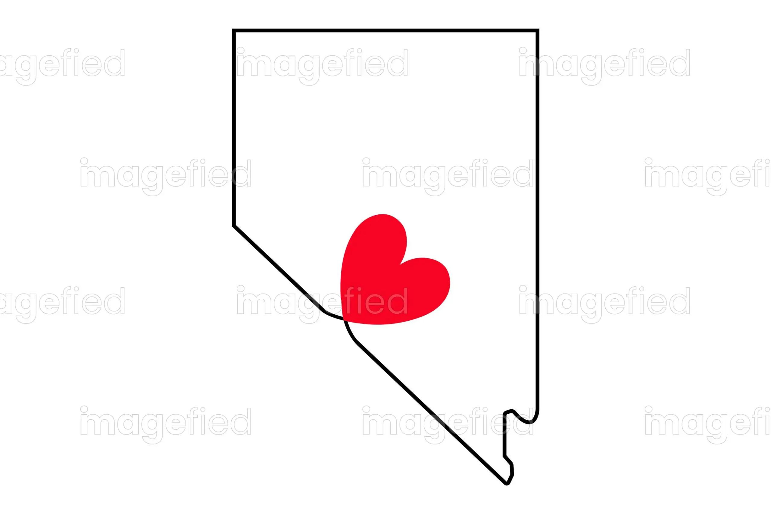 Nevada Map With Heart Shape, Vector Stock Illustration - Imagefied