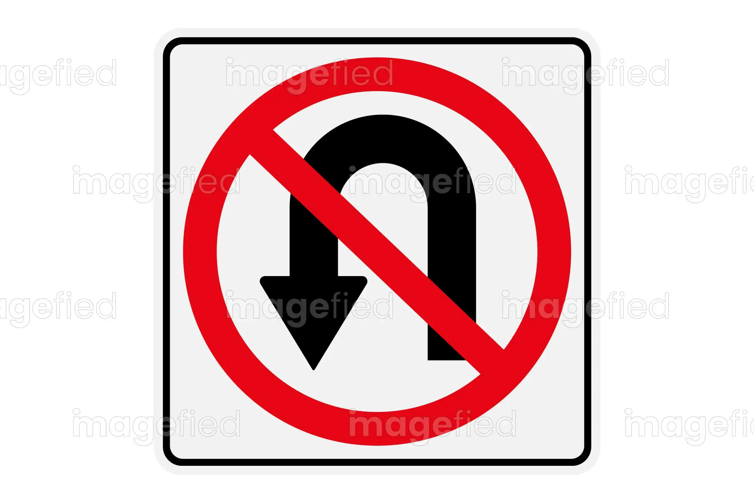 No U Turn Sign, Label, Poster, Sticker, Vector Illustration - Imagefied