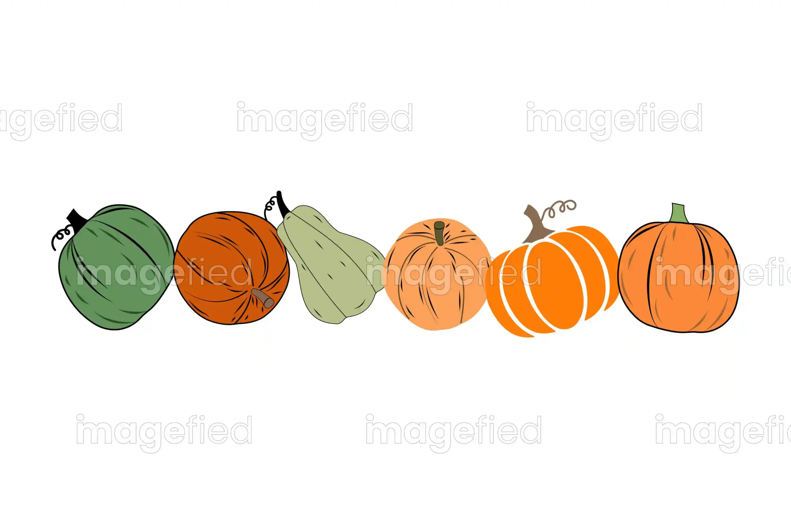 Various Pumpkin Shapes, Stickers, Vector Illustration - Imagefied