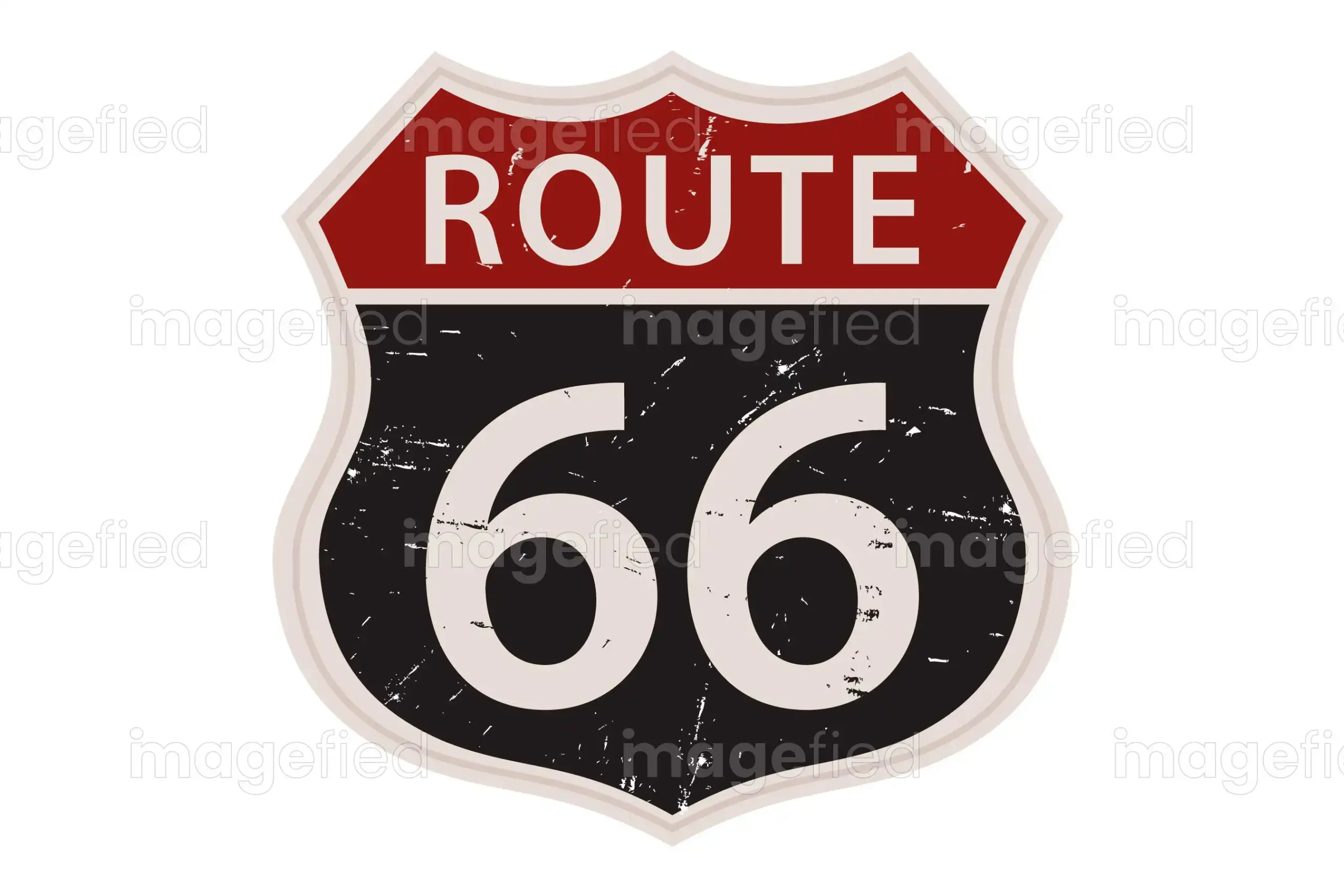Route 66 Sign, Sticker, Vector Illustration With Distressed Finish ...