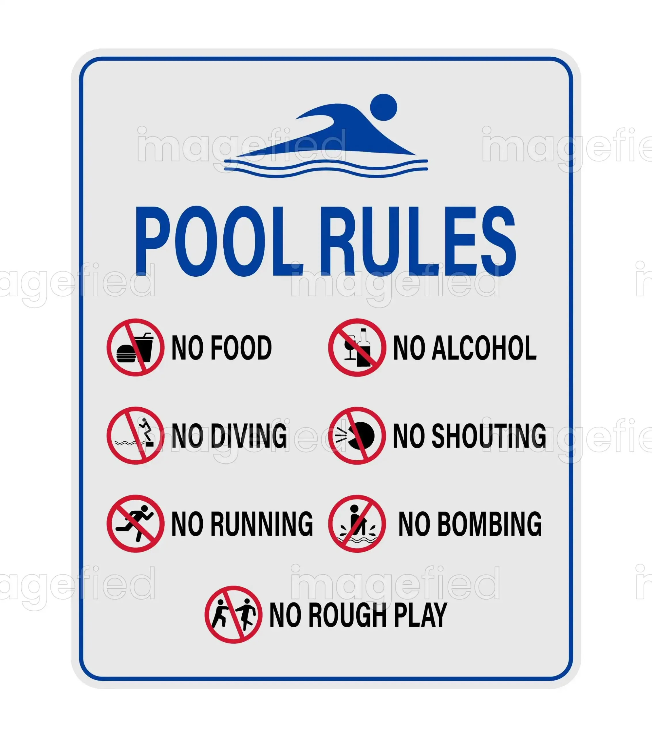 Pool Rules Sign. Swimming Pool Rules Sticker, Poster Vector. - Imagefied