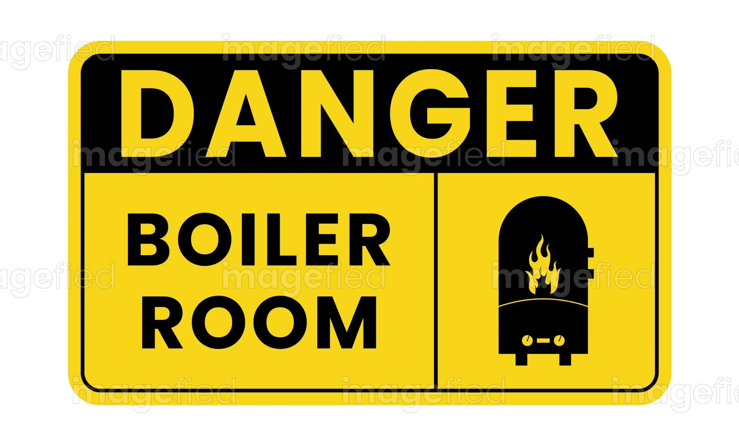 Boiler Room Sign, Icon Symbol, Danger, Warning Decal, Label, Vector ...