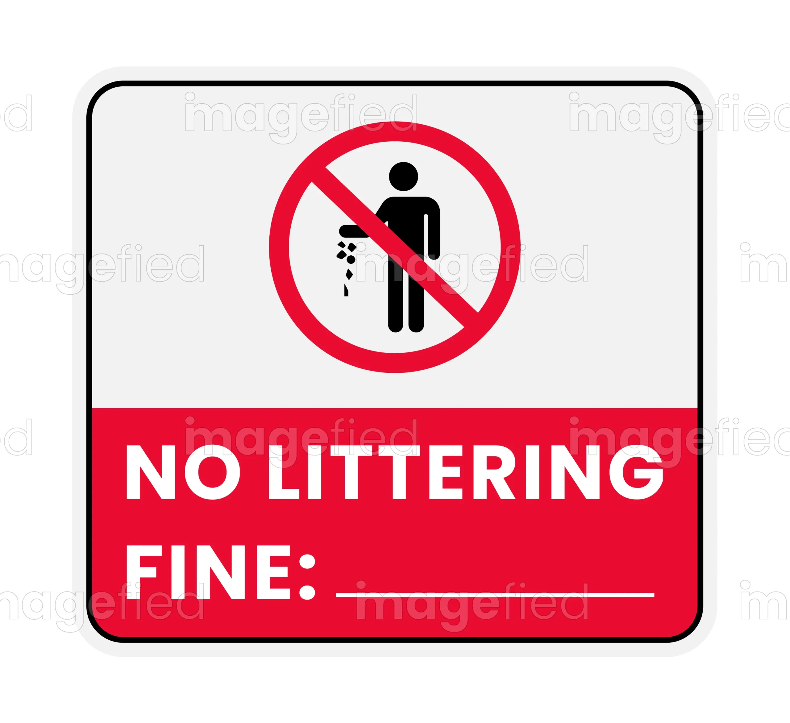 No Littering Sign, Sticker, Impose Fine, Warning, Poster, Banner ...