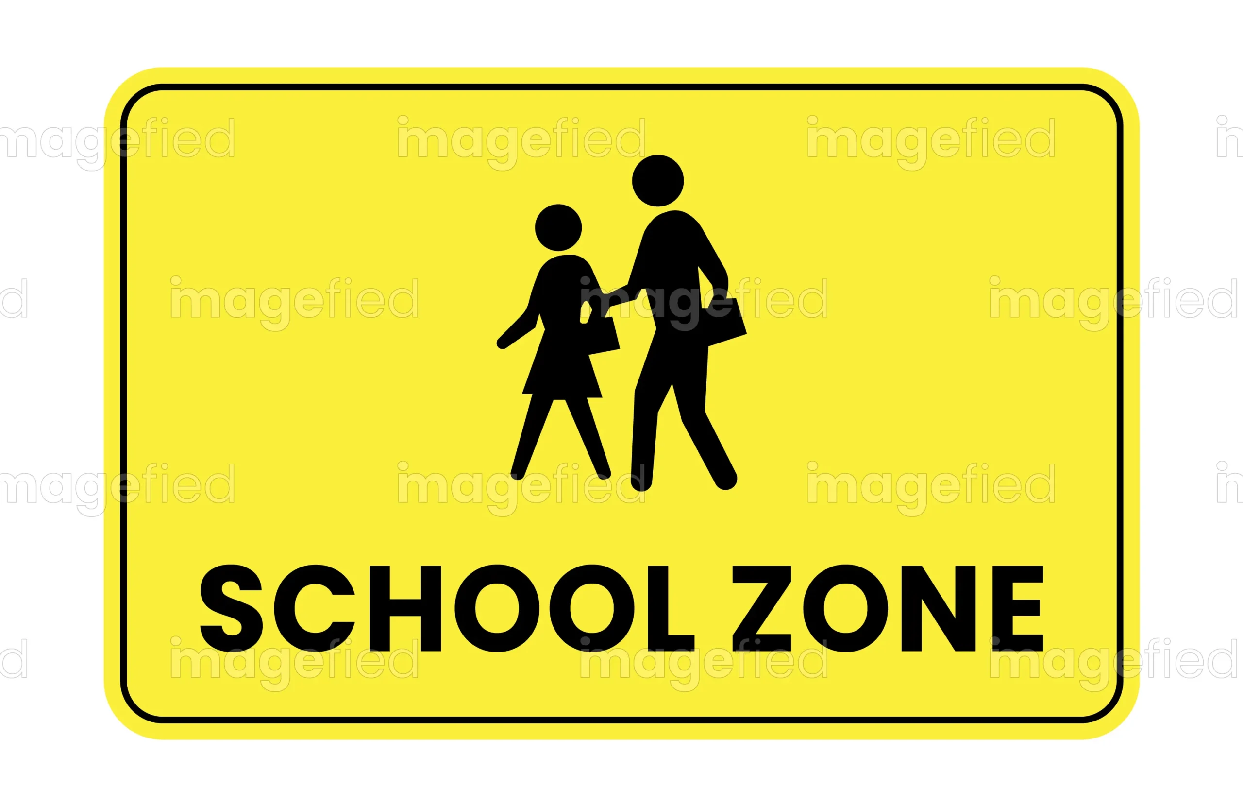 School Zone Sign, Banner, Icon Symbol, Safety, Vector Illustration ...