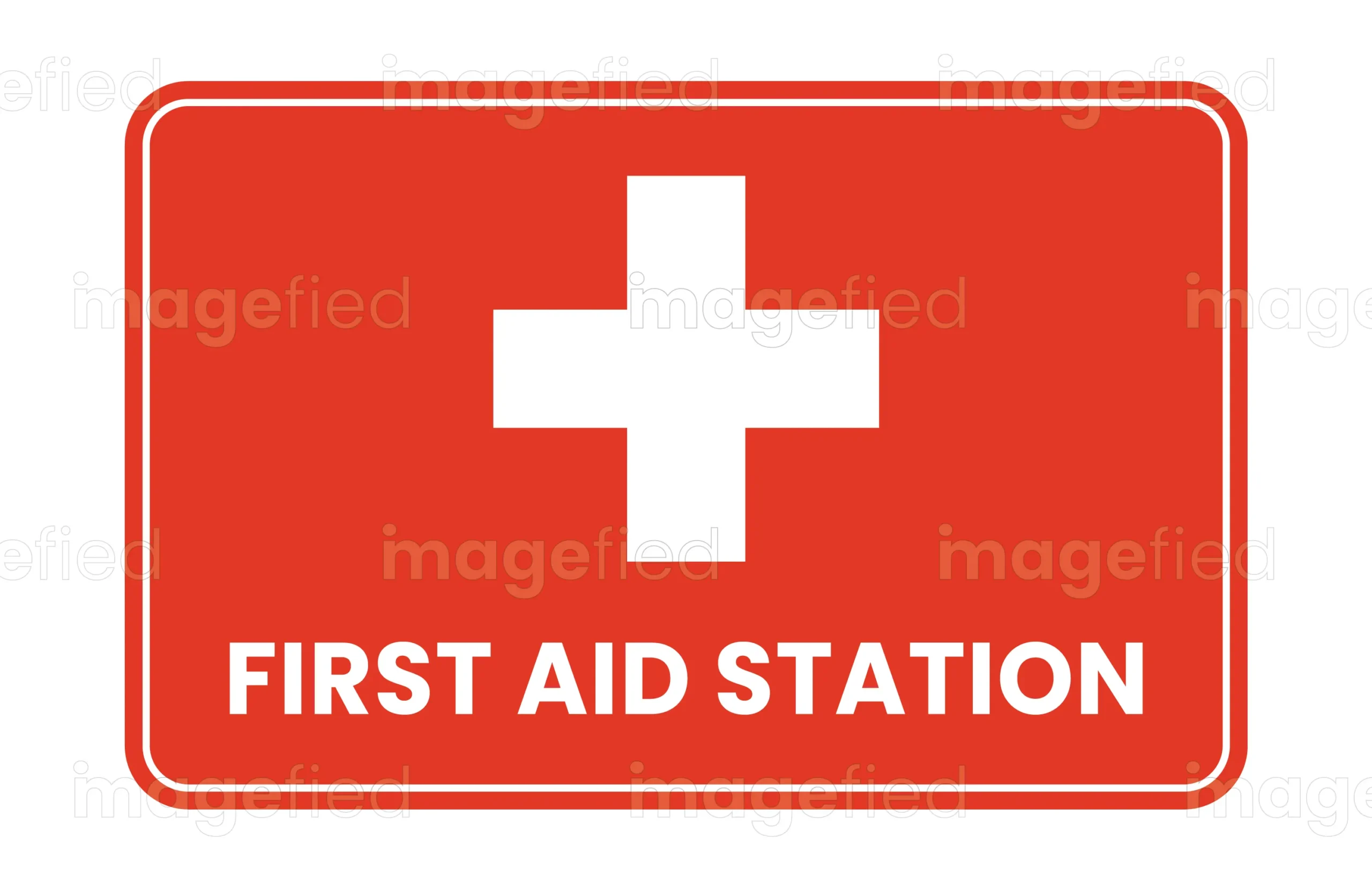 First Aid Station Sign. Emergency, Icon, Banner, Poster, Label, Vector ...