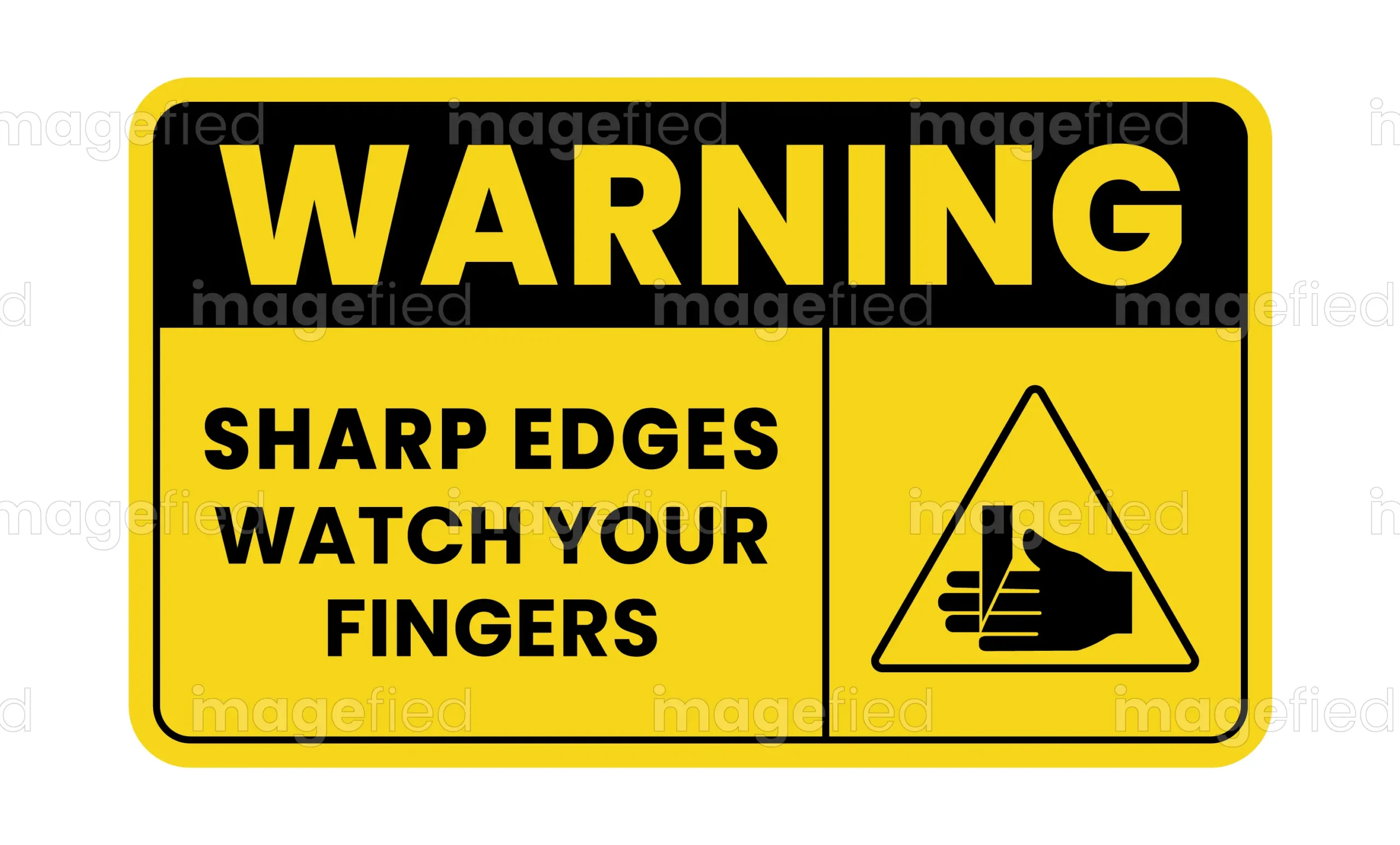 Warning Sharp Edges Watch Your Fingers, Safety Label, Notice, Vector ...