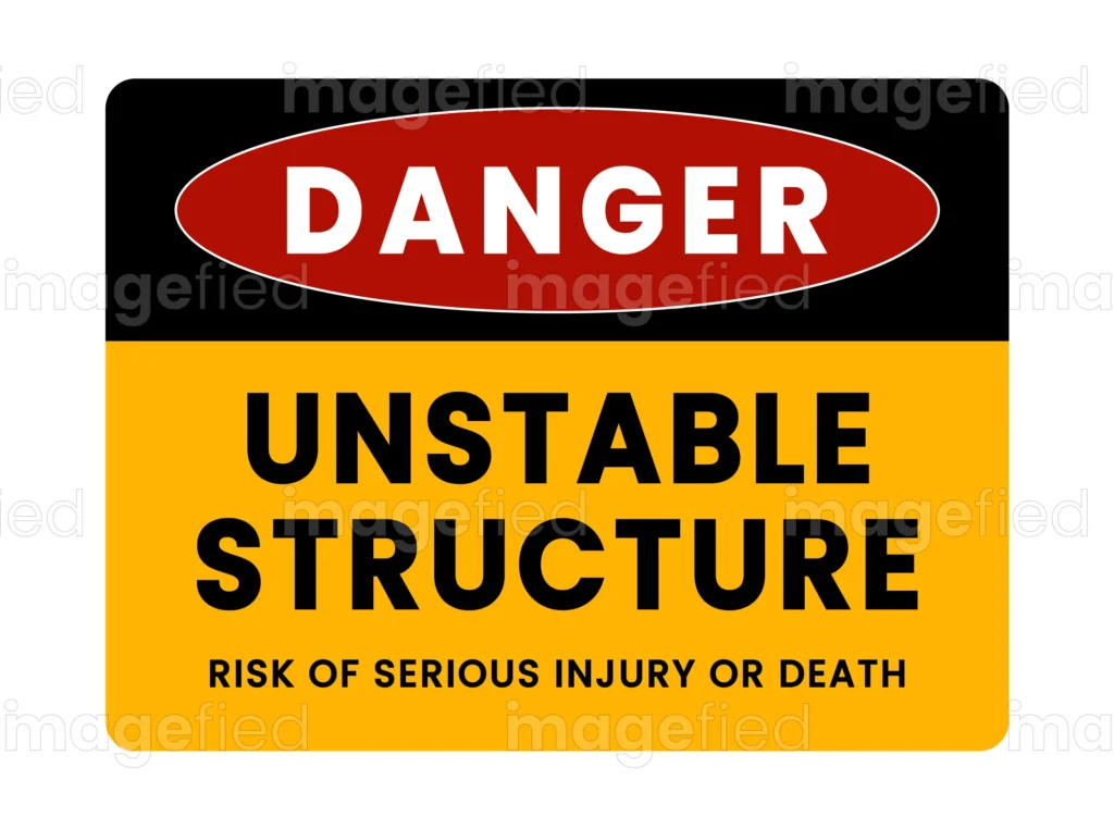 Danger Unstable Structure Sign, Risk of Serious Injury or Death, Vector ...